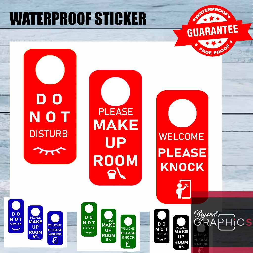 BG Hotel/Room Door Hang Tag PVC Plastic Waterproof (3 Pieces) | Shopee ...