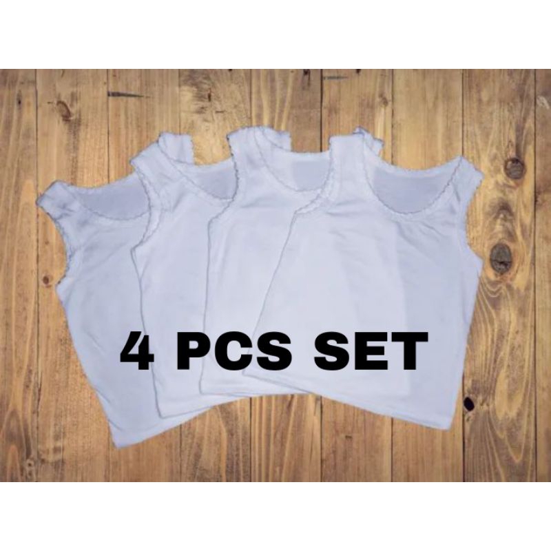 4PCS Lady Sando Cotton White Kids Girls Teens 2X 3X Plain | Shopee ...