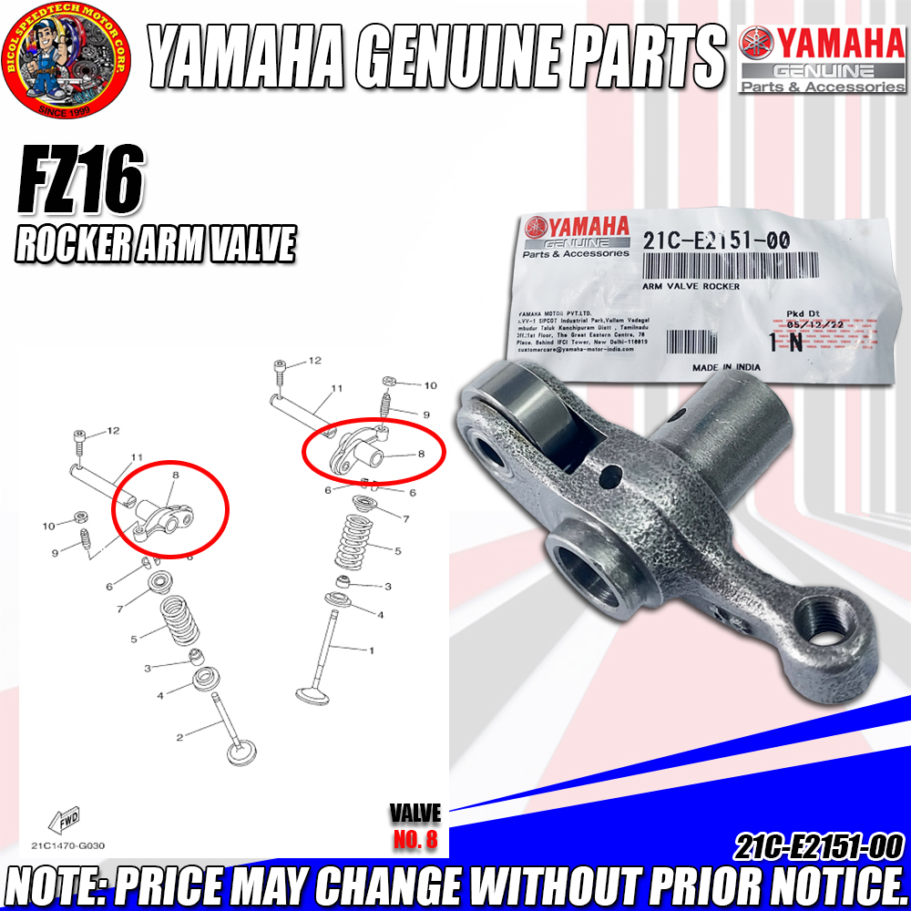 FZ16 ROCKER ARM VALVE (YGP) (GENUINE: 21C-E2151-00) | Shopee Philippines