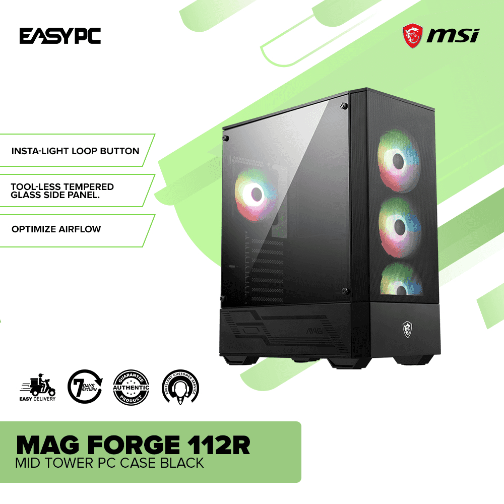 EasyPC| MSI MAG Forge 112R PC Case Black| Mid Tower | Shopee Philippines
