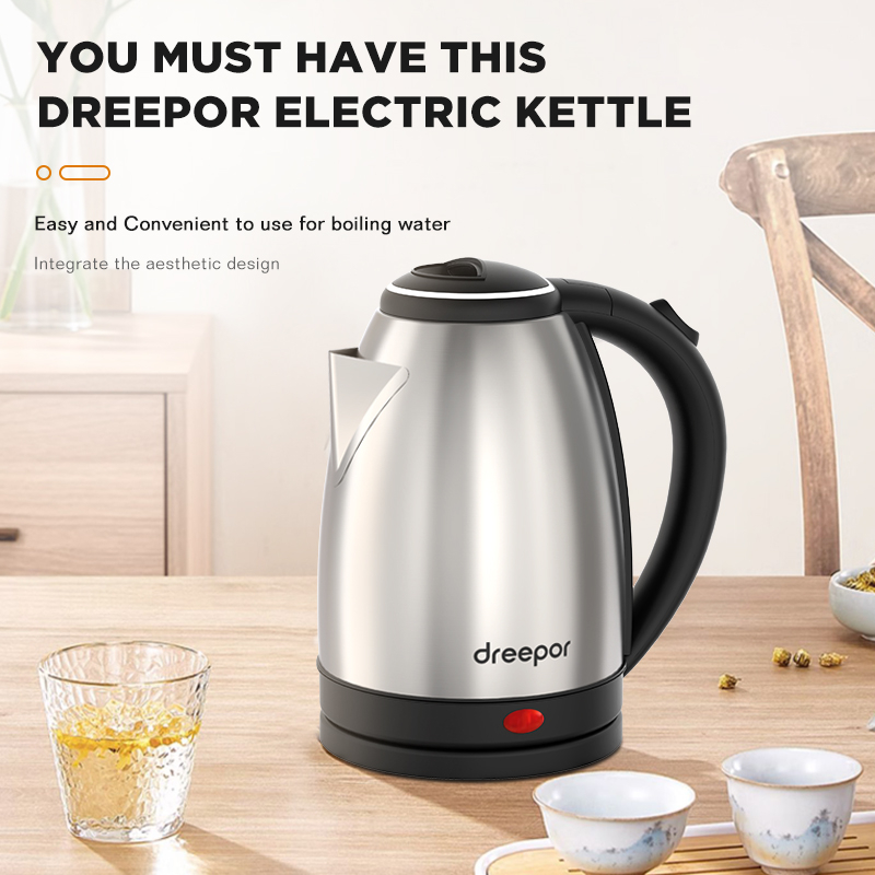 Dreepor 2L Stainless Steel Electric Kettle Hot kettle Water Kettle ...