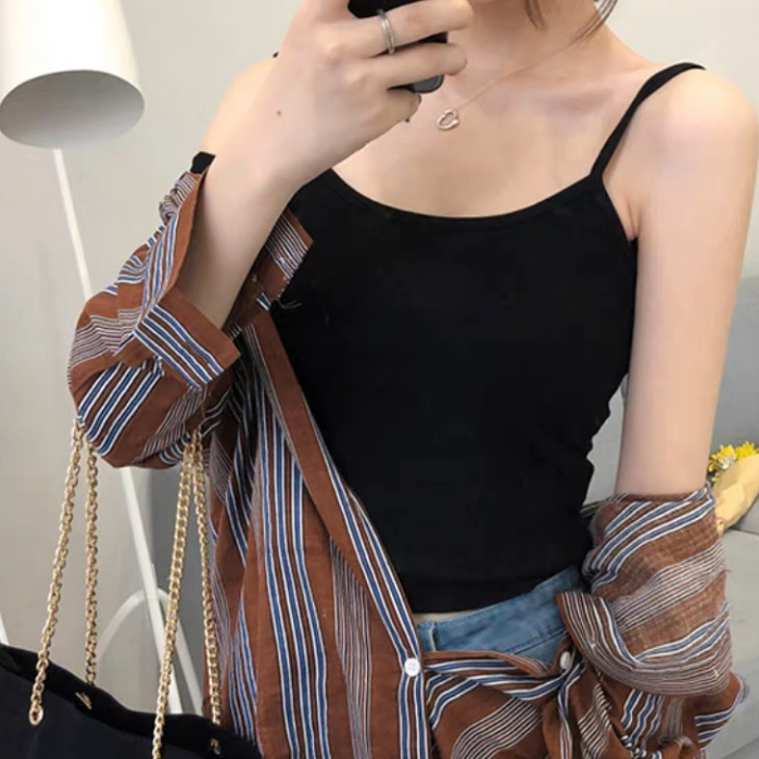 fashion Strap Spaghetti Sando Cotton tanks 6Colors Sexy Tops Free Size ...