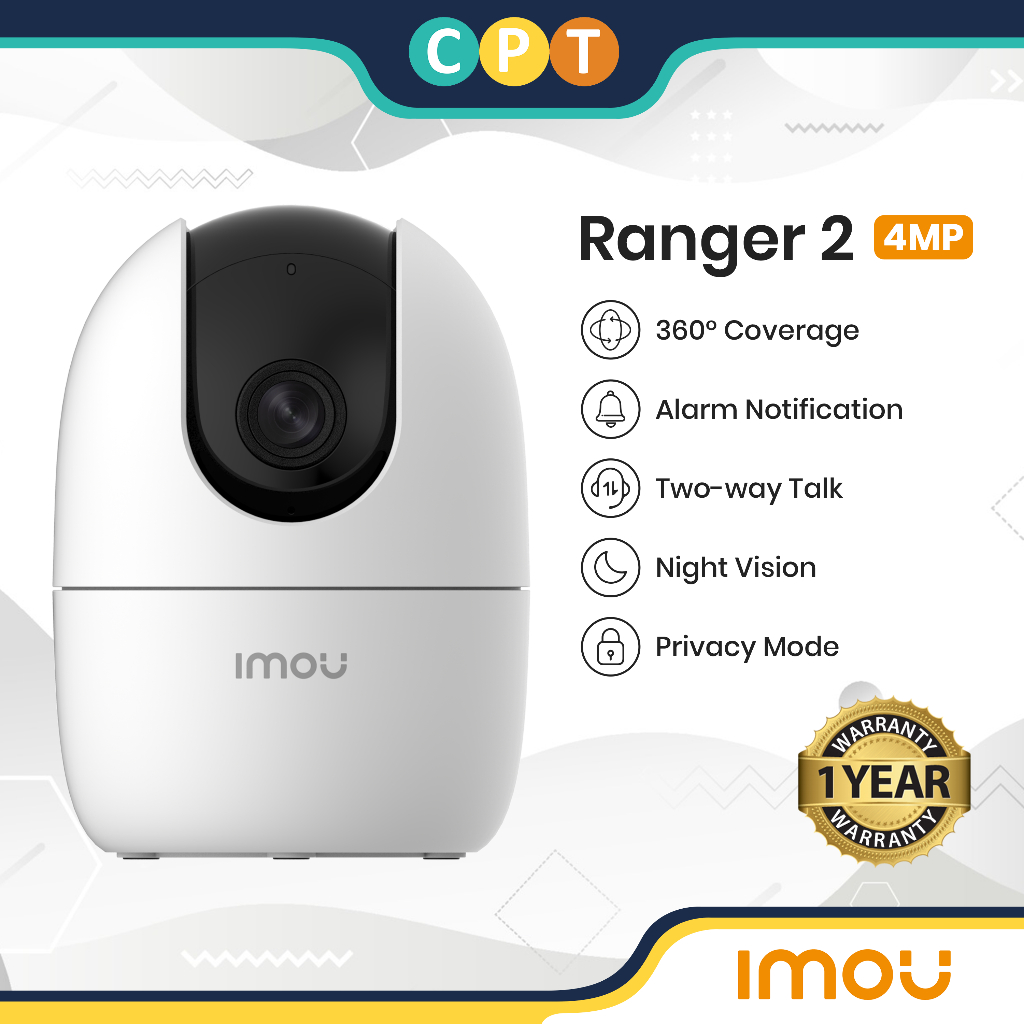 IMOU Ranger 2 IPC-A42N-D 4MP 2K QHD Pan/Tilt 355° Night Vision Home ...