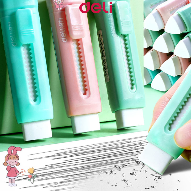 Deli EH312 Pencil Eraser Retractable Press Eraser For Kids School ...