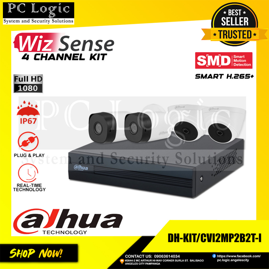 DAHUA DH-KIT/CVI2MP2B2T-I WIZSENSE 4 CHANNEL CCTV KIT | Shopee Philippines