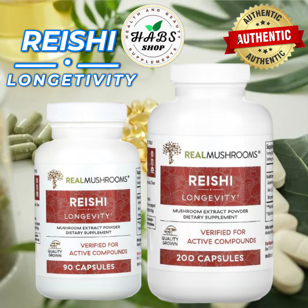 Real Mushrooms Reishi 415 Longevit, 90 Capsules or 200 Capsules ...