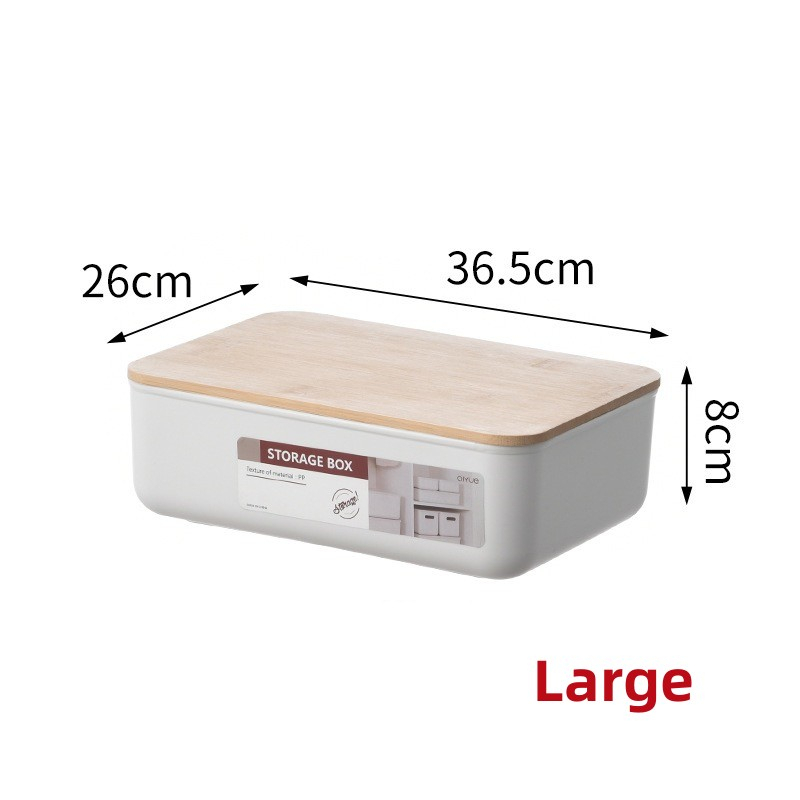 Multi-size White Simple Storage Box, Bamboo Lid Storage Box | Shopee ...