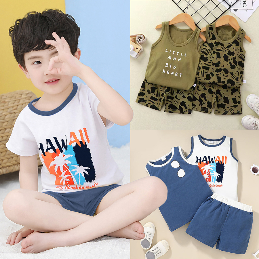 Baby Steps (0-4Y) Boy Clothes Terno for Kids Boys Fashion Sando Shorts Set Summer Tshirt Tank ...