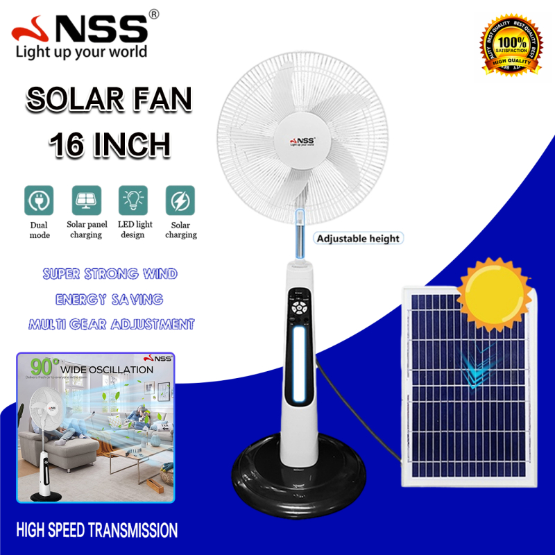 Nss solar stand fan 16 inch solar electric fan with panel LED solar ...