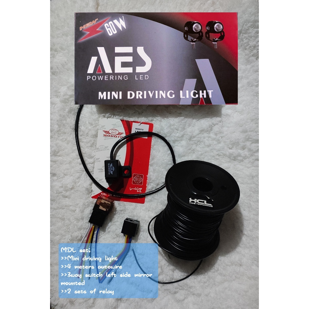 AES Mini Driving Light 60watts 4 wires with alloy ballast and fan 60/60 ...