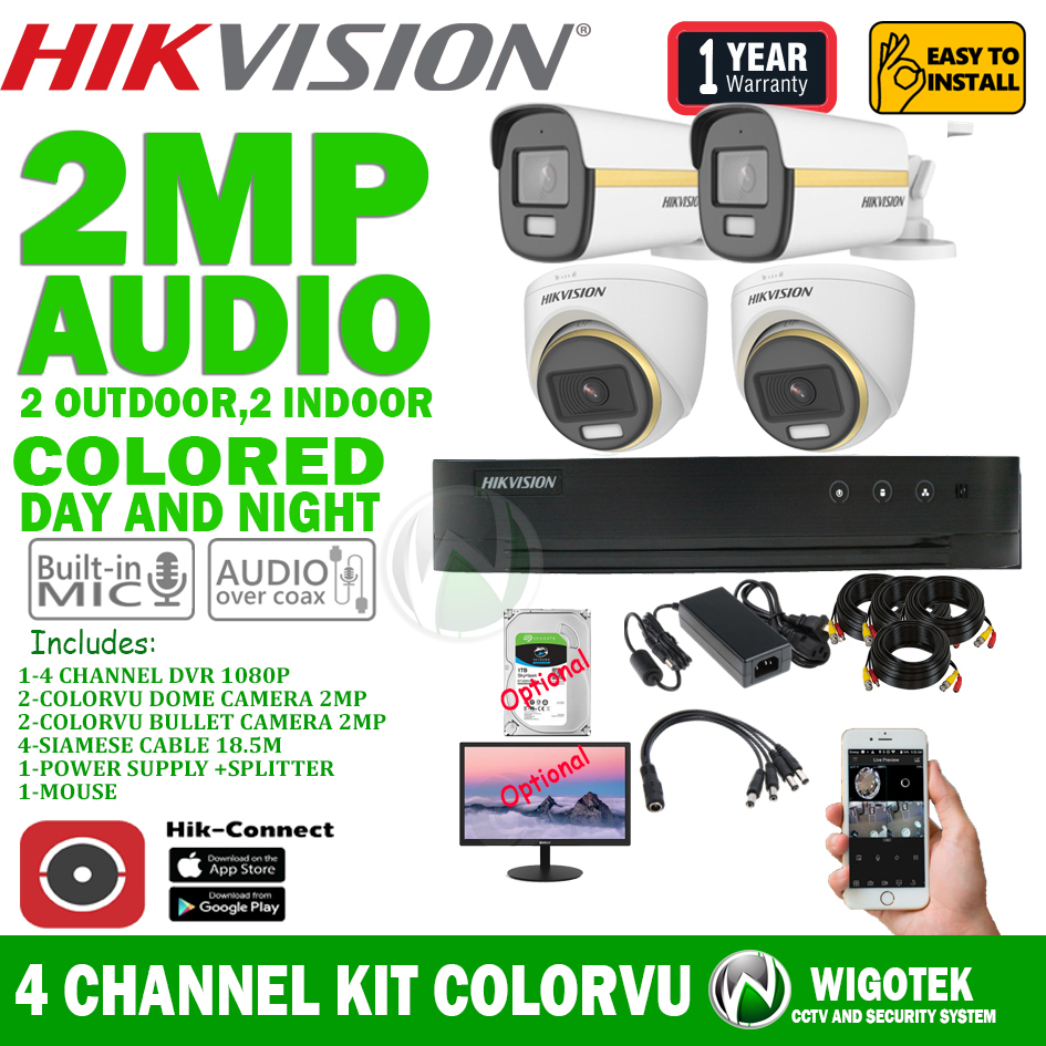 Hikvision 4 Channel Kit Colorvu With Audio | Shopee Philippines