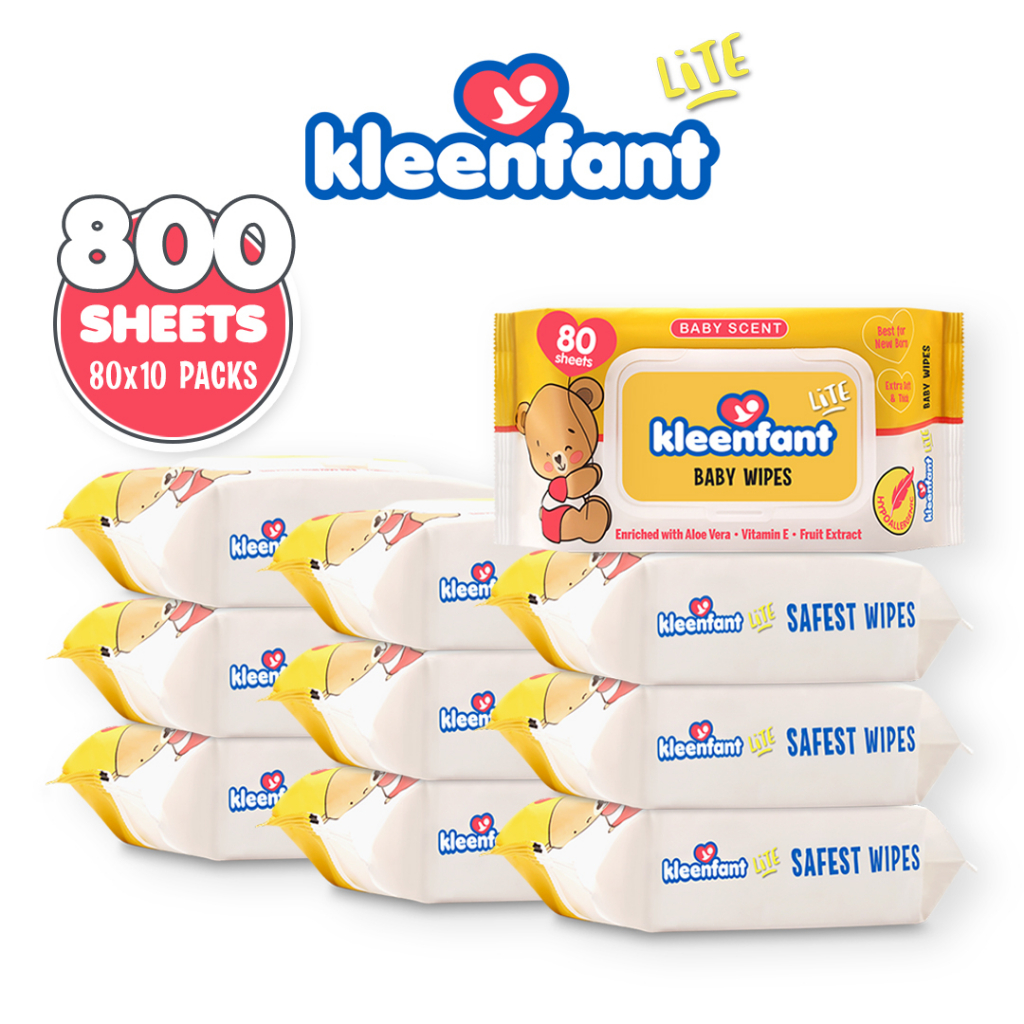 Kleenfant Lite Powder Scent Baby Wipes 80 Tender sheets 10 Packs Wet ...