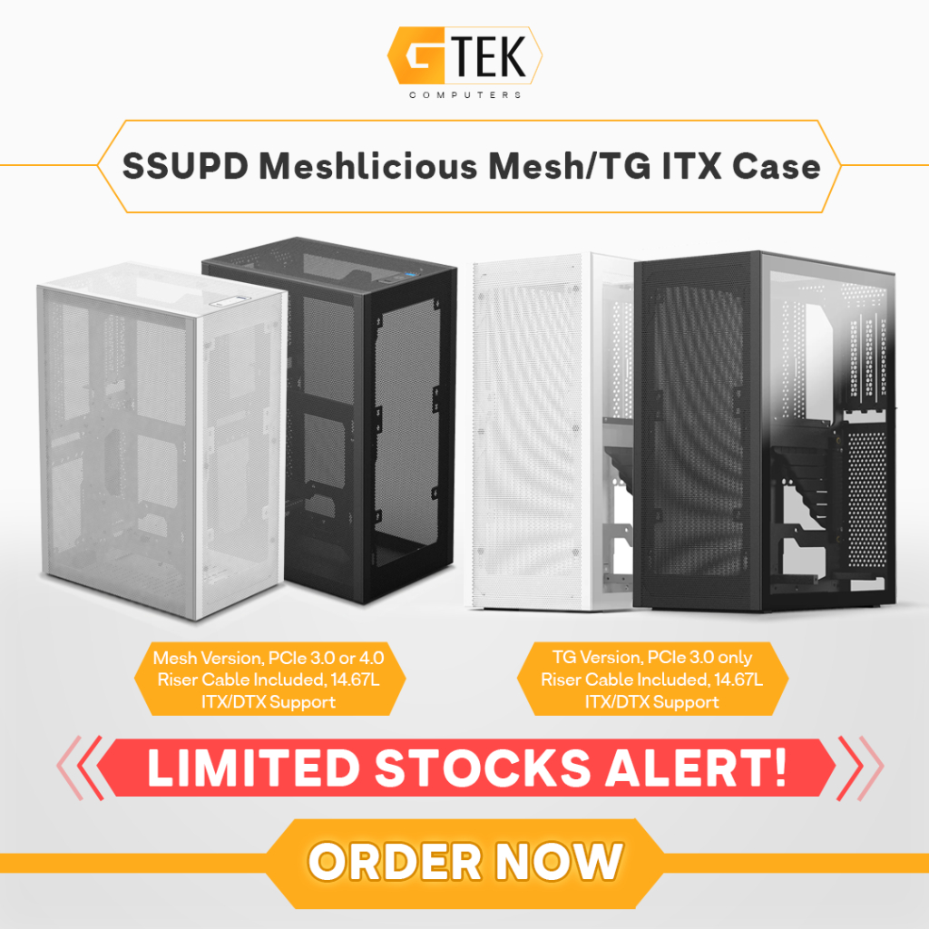 SSUPD Meshlicious Mesh TG Black / White ITX Case PCIe 3.0 PCIe 4.0 ...