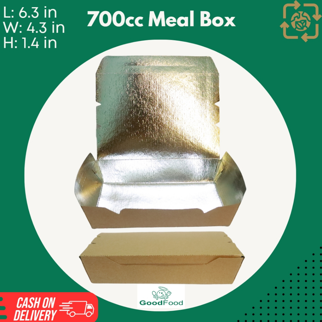 (50 PCS) 700cc Meal Box Take Out Box Silog Box Takoyaki Box Brown Foil ...