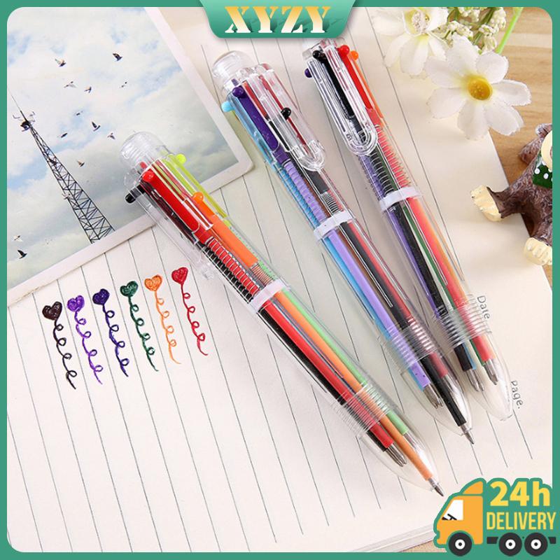 Multi-Color Ballpoint Pen Press Color Ballpoint Pen Transparent Pole 6 ...
