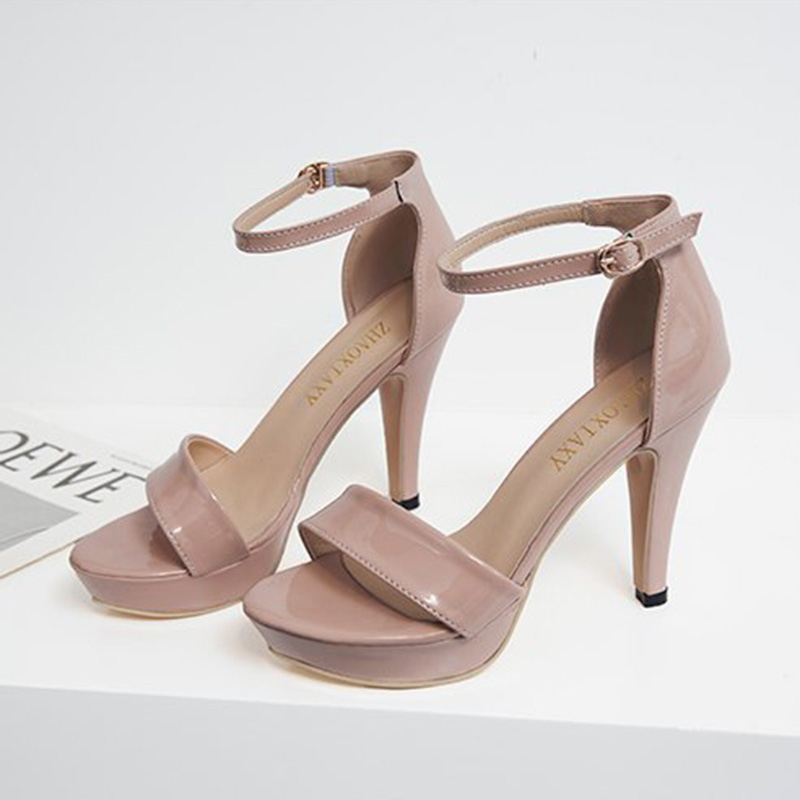 Koreans chunky heels Womens high heel sandals black heels | Shopee ...