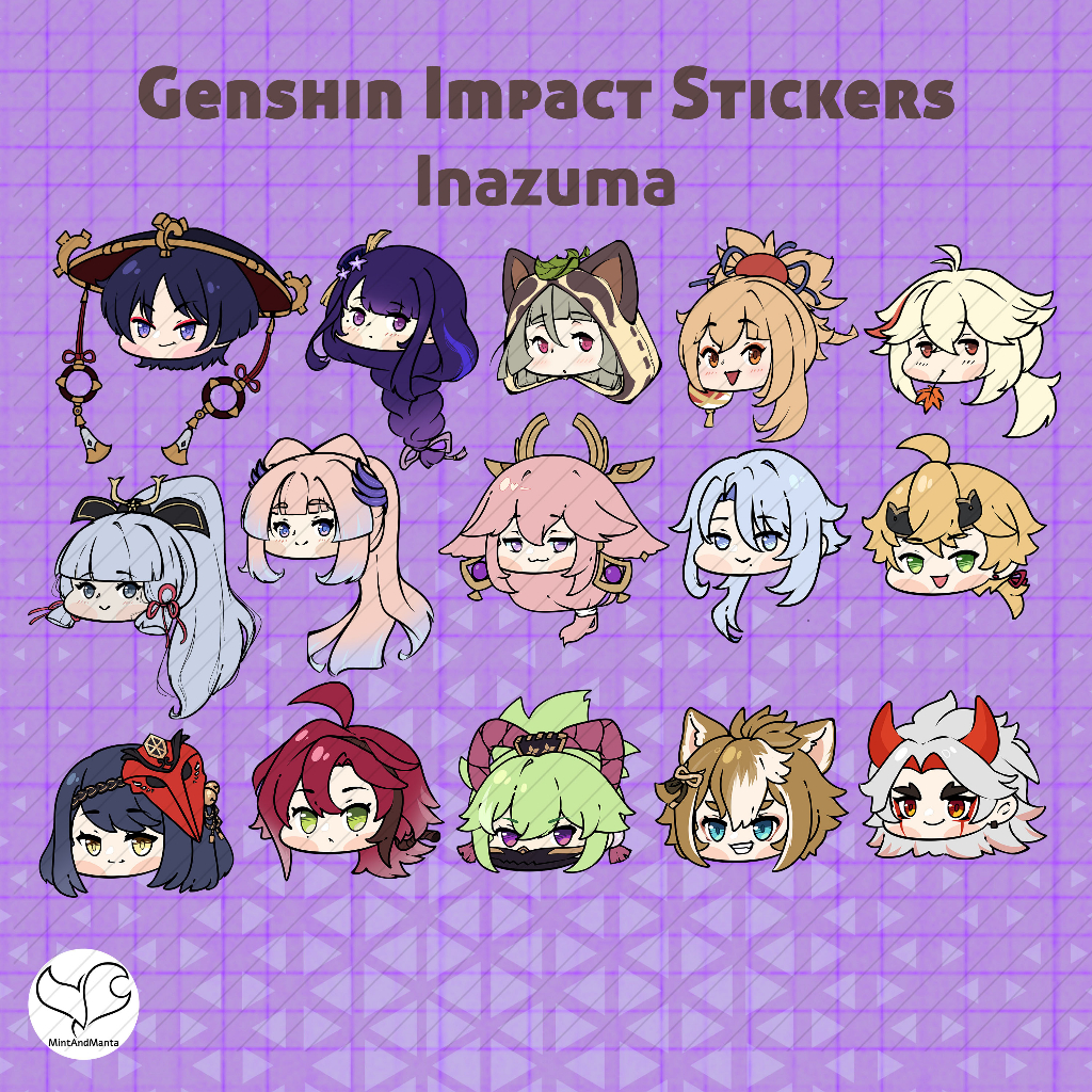 Genshin Impact Icon Sticker Inazuma (WATERPROOF) | Journal Stickers ...