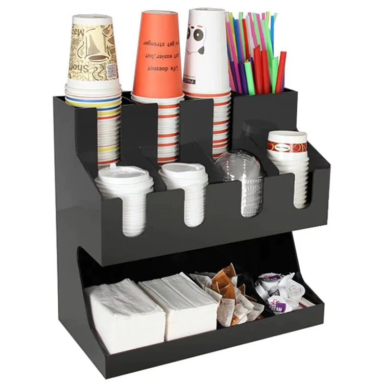 Two layer Cup Holder Coffee Organizer Dispenser Rack Storage Stand ...