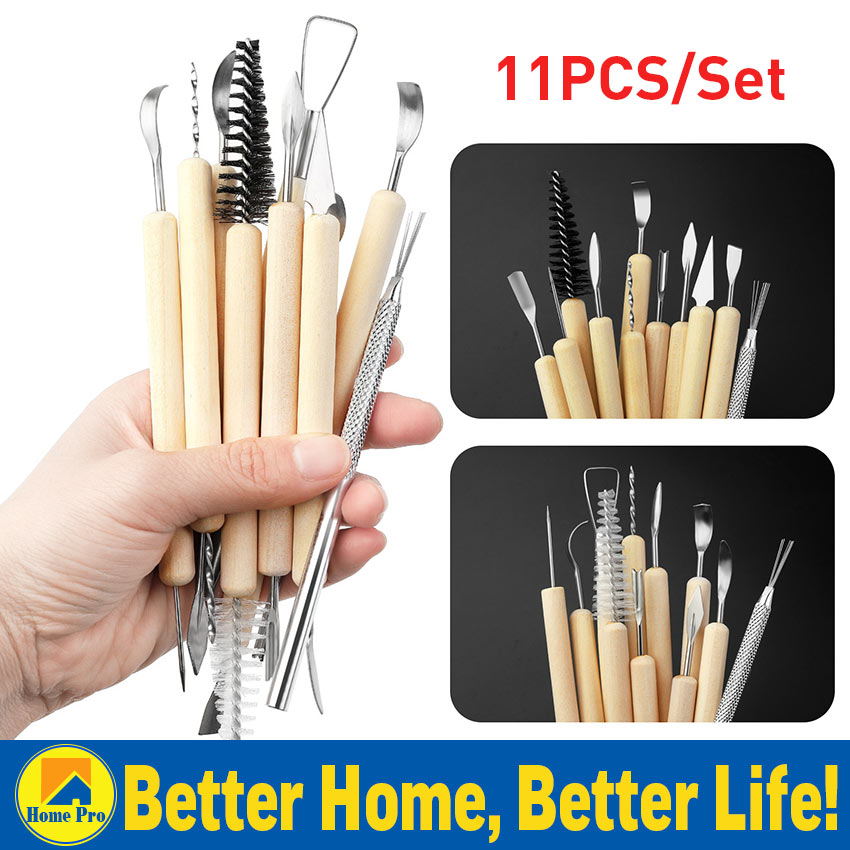 8/11PCS Sculpture Tools Set Carving Crafts Wooden Clay Sculpt Smoothing Wax Carving Pottery ...