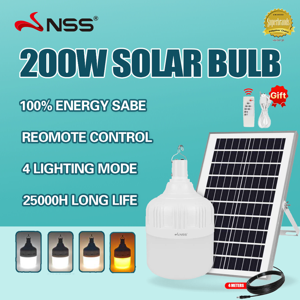 NSS Solar Lamp Solar bulb with Solar Panel Outdoor 100W 200W Solar ...