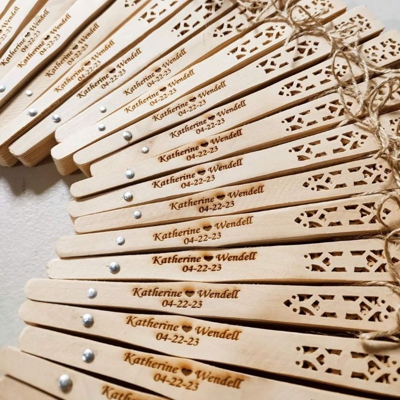 Personalized Wooden Fan Laser Engraved | Souvenir | Giveaway ...