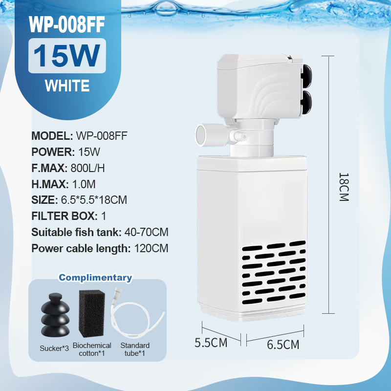 5W 3-in-1 Fish Tank Filter Portable Silent Aquarium Internal Filter ...