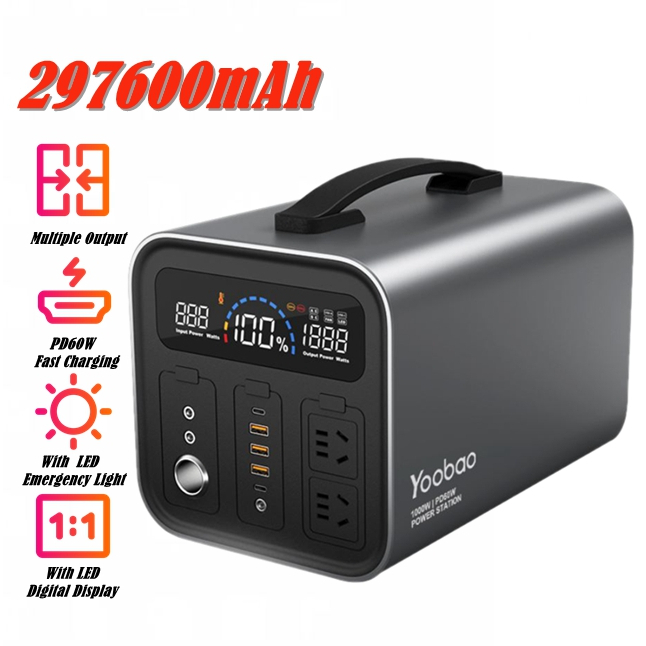 En1000s 297600mAh Ac1000w Pd60w Quick Charge Pure Sine Wave Portable ...