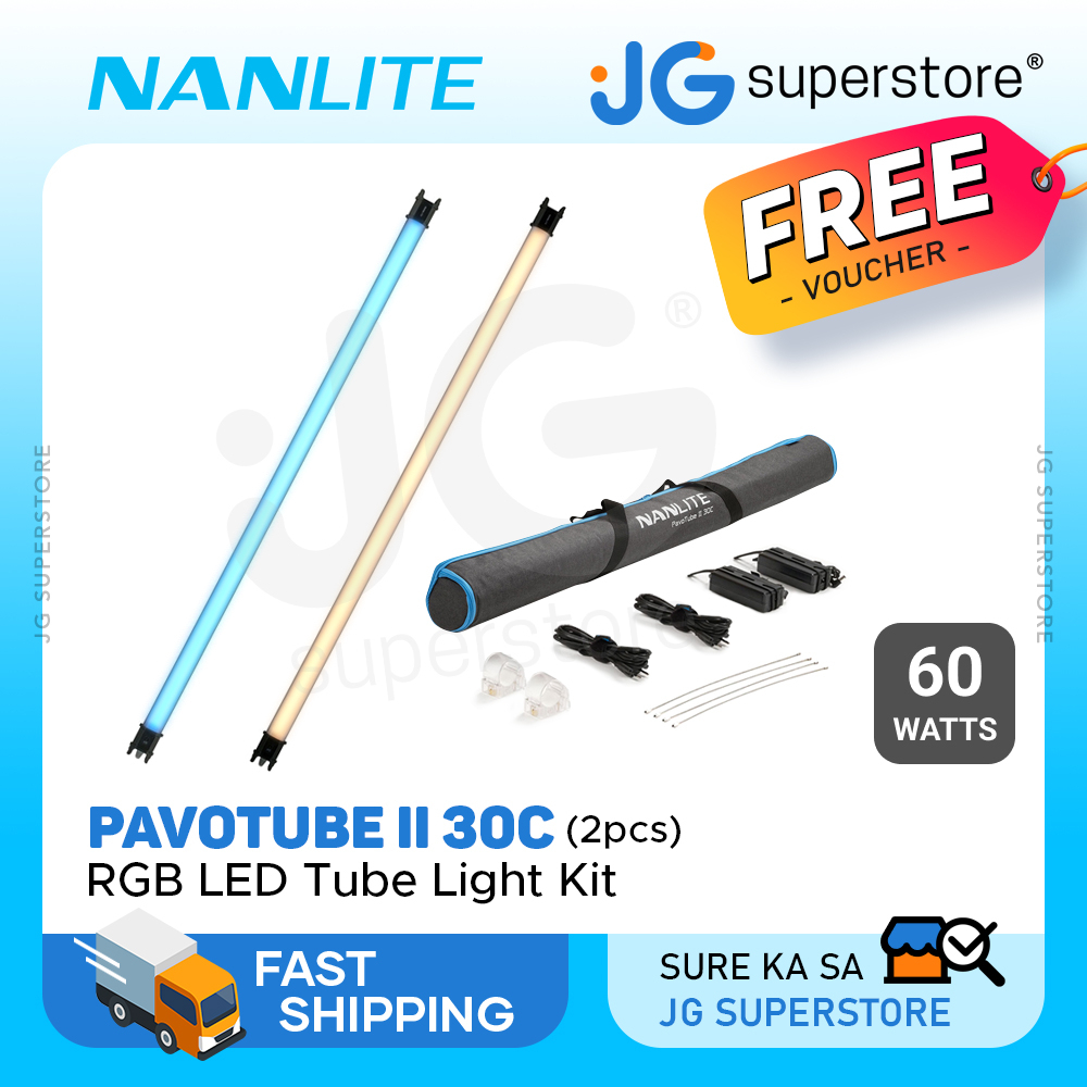 NANLITE PavoTube II 30C 60W RGB LED Tube Light 2 Kit with Rechargeable ...