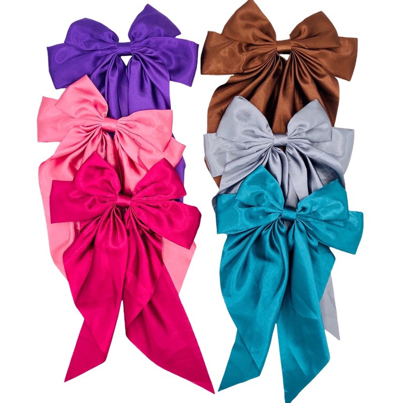 (12 pcs) Satin Silk Ribbon Hair Clip with Tail Silk Hair Pin Hair ...