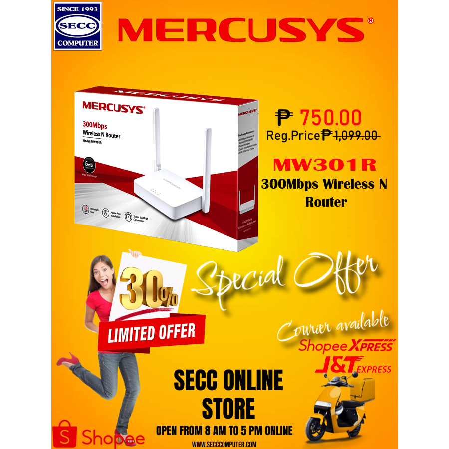 MERCUSYS MW301R 300Mbps Wireless N Router | Shopee Philippines