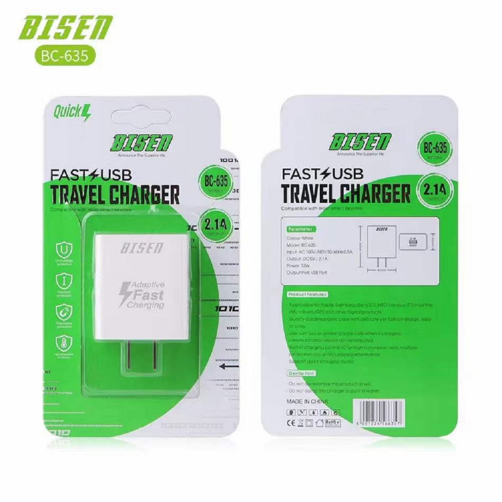 Bisen BC 635 Universal Fast Charger Smart Travel Adapter USB Power ...