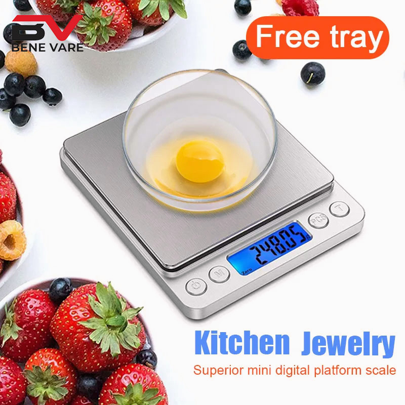Food Weighing Scale Mini Sleeve Pearl Treasure Scale Electronic Scale LCD Display 3kg/0.1g 2kg/0 ...