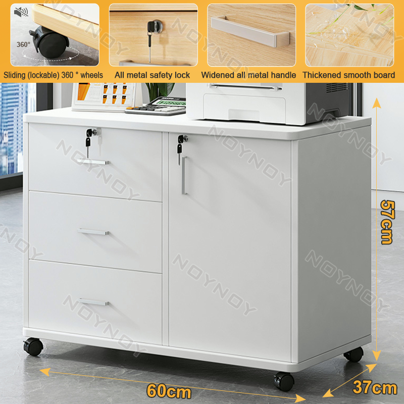 Office File Cabinet with Lock Wooden Locker Data Storage Cabinet Drawer ...
