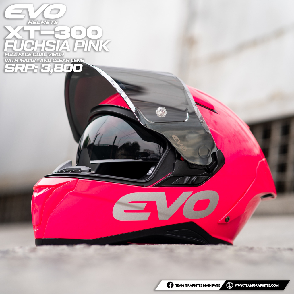 EVO HELMET XT300 FUCHSIA PINK DUAL VISOR w/ FREE CLEAR LENS | Shopee ...