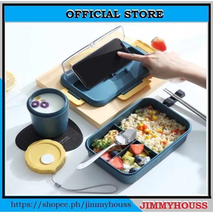 JH Korean 4 in 1 Lunch Box Set Lunch Box, Soup Box, Fork and Spoon ...