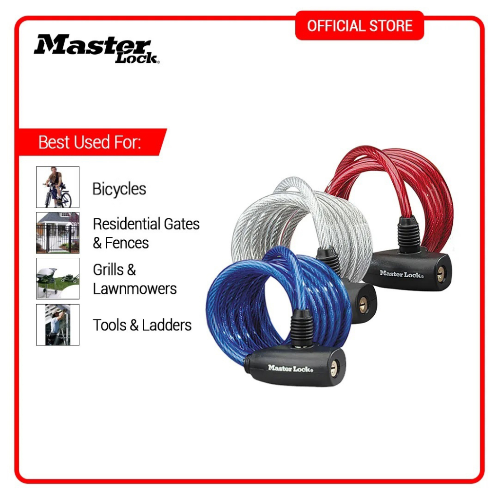 Master Lock 8127EURDPRO Cable Lock (Assorted Colors) | Shopee Philippines