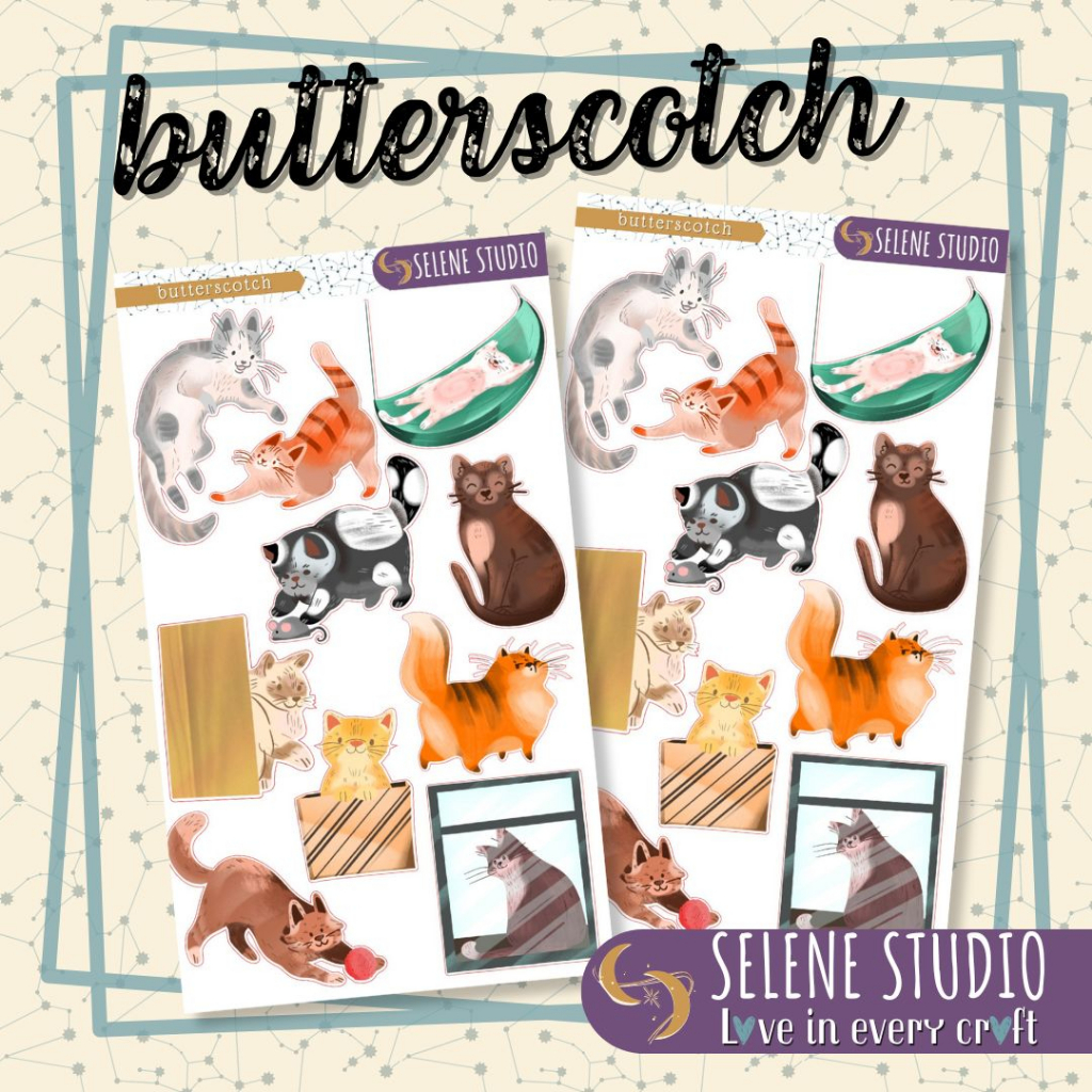 SELENE × BUTTERSCOTCH CAT STICKER SHEETS | CATS PETS PLANNER AND BULLET ...