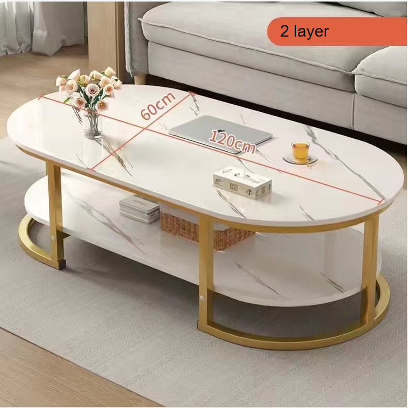 Oval end table Double-decker coffee table Living Room center table ...