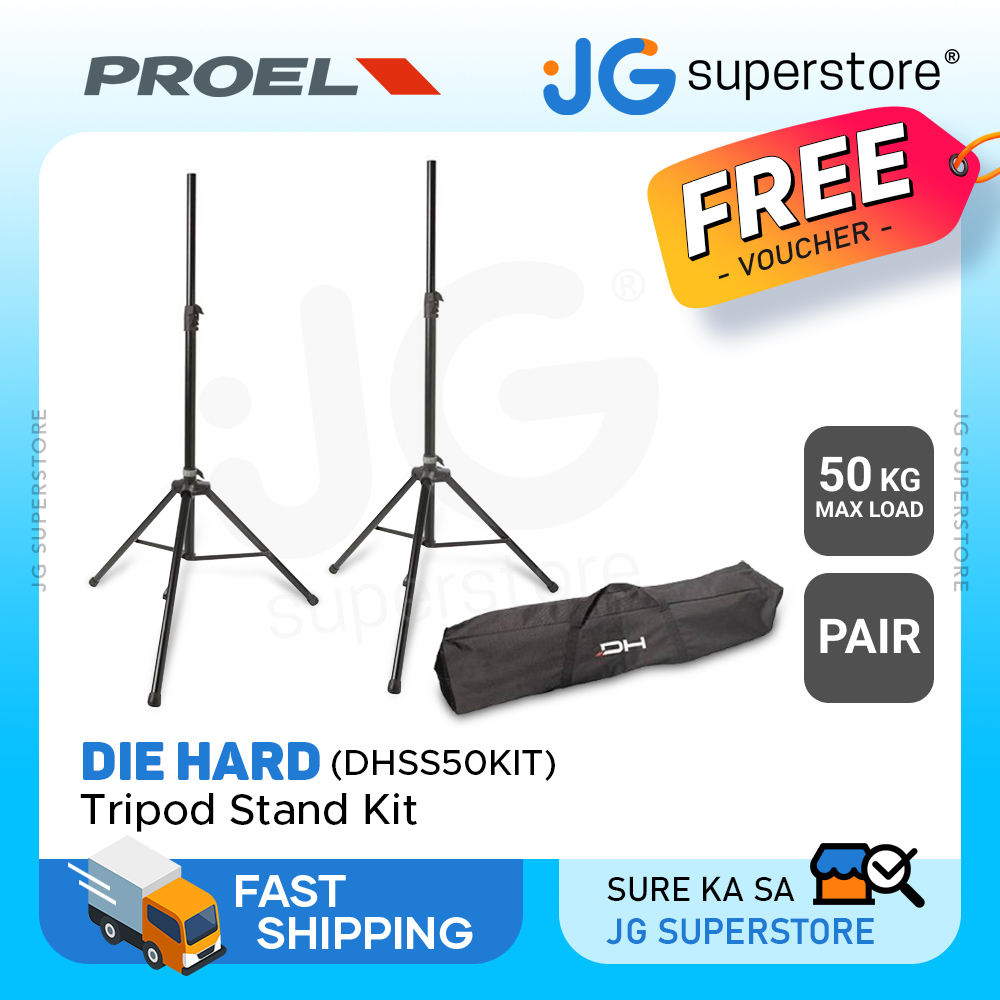 PROEL Die Hard Adjustable Tripod Stand Kit (PAIR) with 2m Max Height ...