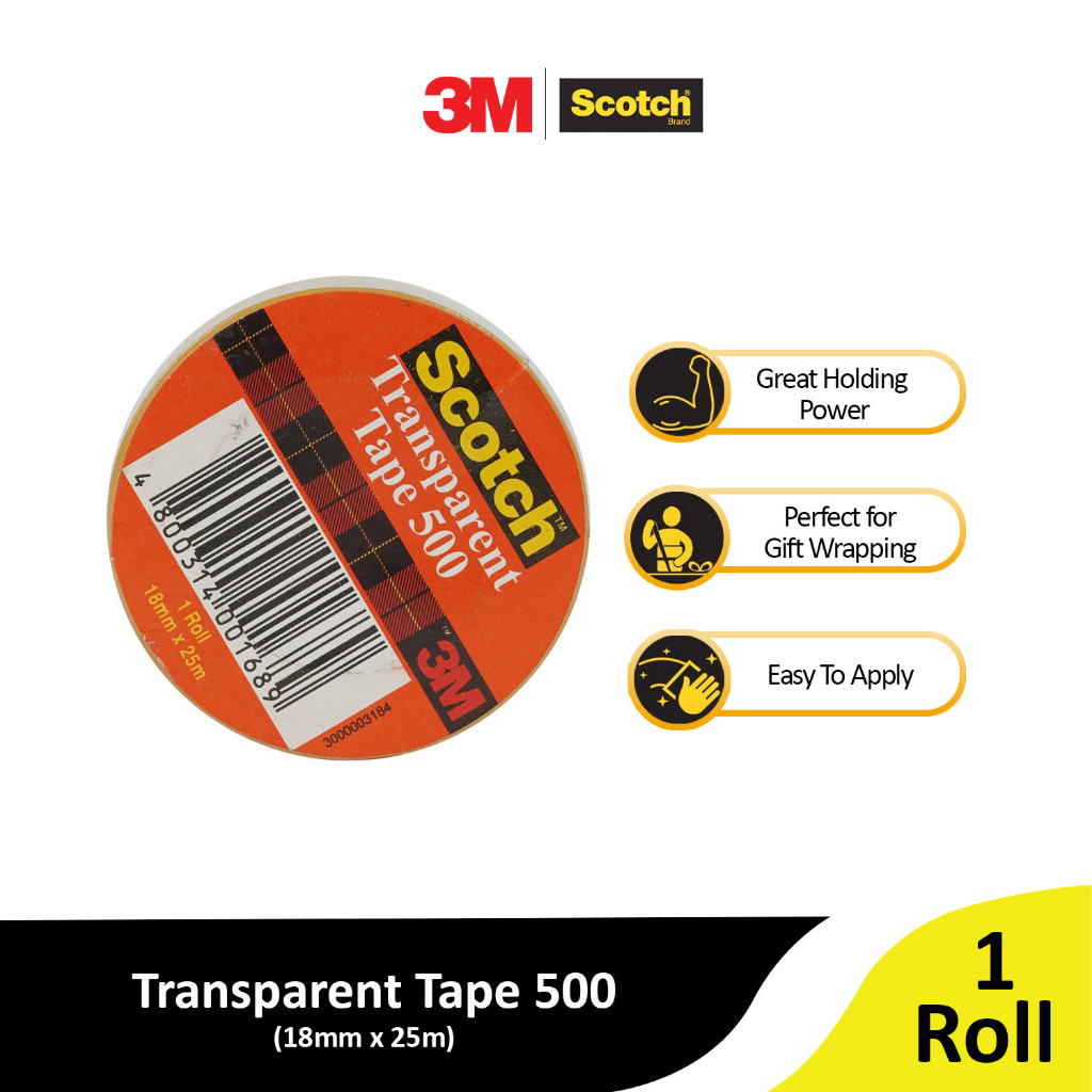3M Scotch Transparent Tape 500, 18mm x 25m [MS5001825] | Shopee Philippines