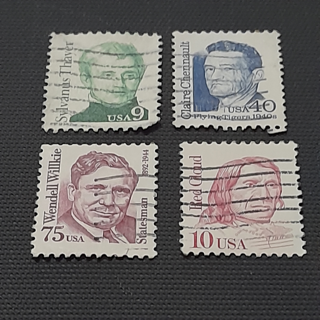 Postage Stamp (USA) Set: Claire Chennault, Red Cloud, Wendell Willkie ...