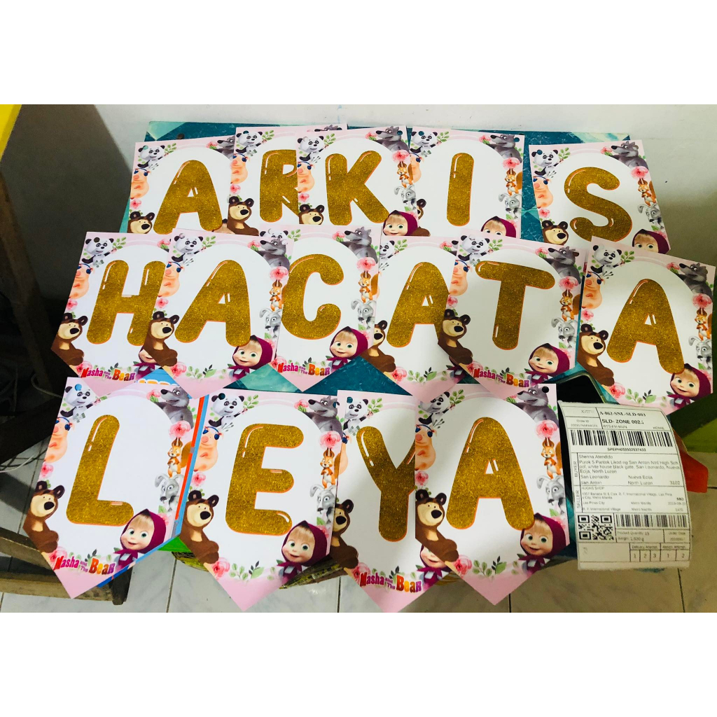 PERSONALIZE BANNERS MASHA & BEARS THEME , Party, Name Banner, Happy ...