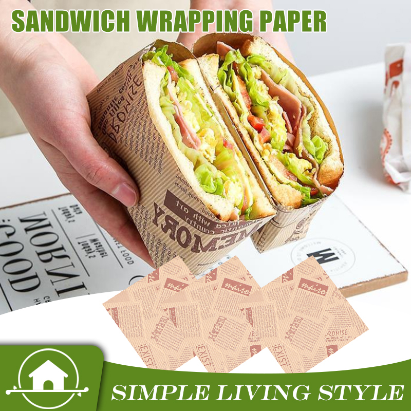 100 Pcs Square Food Paper Toast Coated Paper Anti Oil Paper Sandwich ...