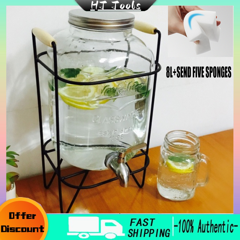 4l 5l 8l Juice Drink Glass Jar Dispenser With Stand And Faucet Shopee Philippines