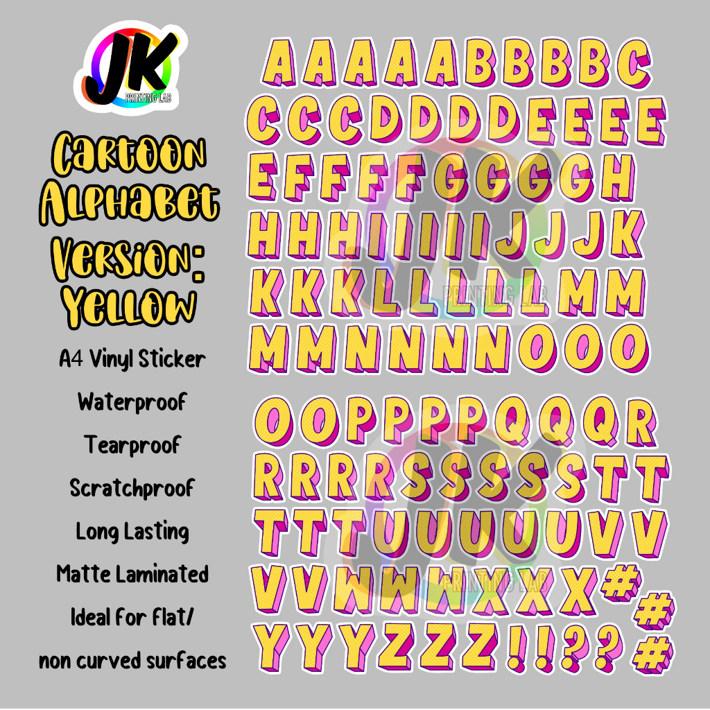 Cartoon Alphabet Vinyl Sticker Set | Shopee Philippines