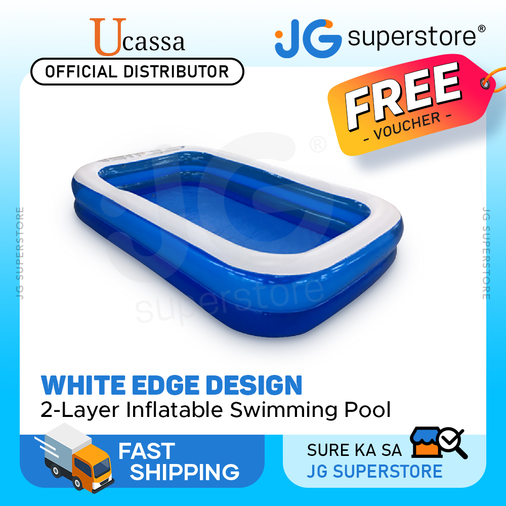 Ucassa 260 x 165 x 50cm Inflatable Swimming Pool Rectangle White-Edge ...