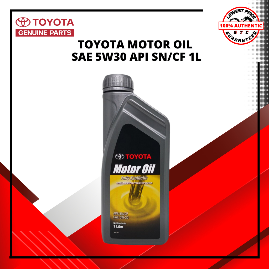 TOYOTA MOTOR OIL SAE 5W30 SN/CF FULLY SYNTHETIC 1L | Shopee Philippines