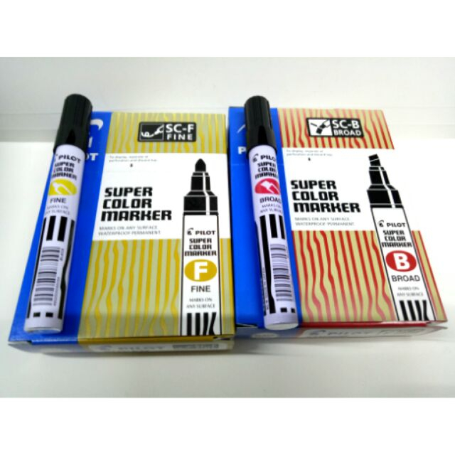 12 PCS PILOT Permanent Marker Pentel Pen Black Broad/Fine (BOX ...