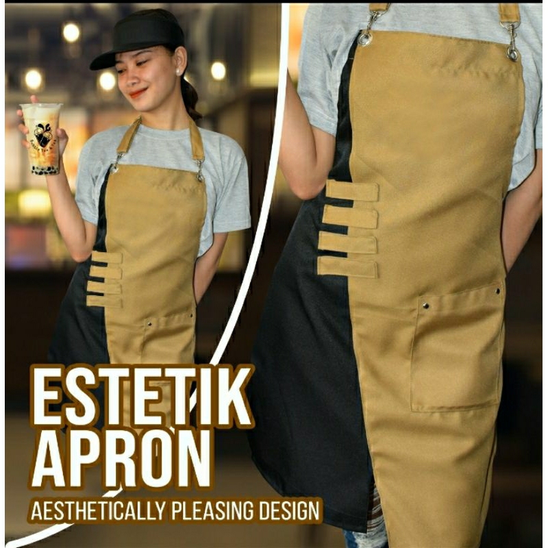 aesthetic apron barista apron minimalist milktea shop apron | Shopee ...