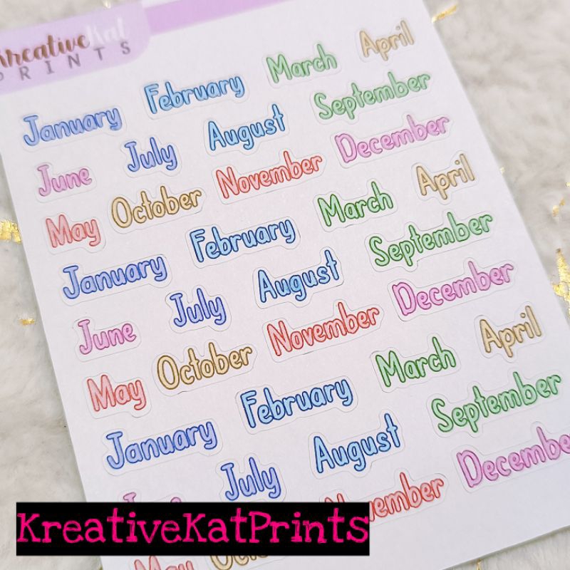 Planner Stickers - Months of the Year 002 - Cute Text Stickers | Shopee ...